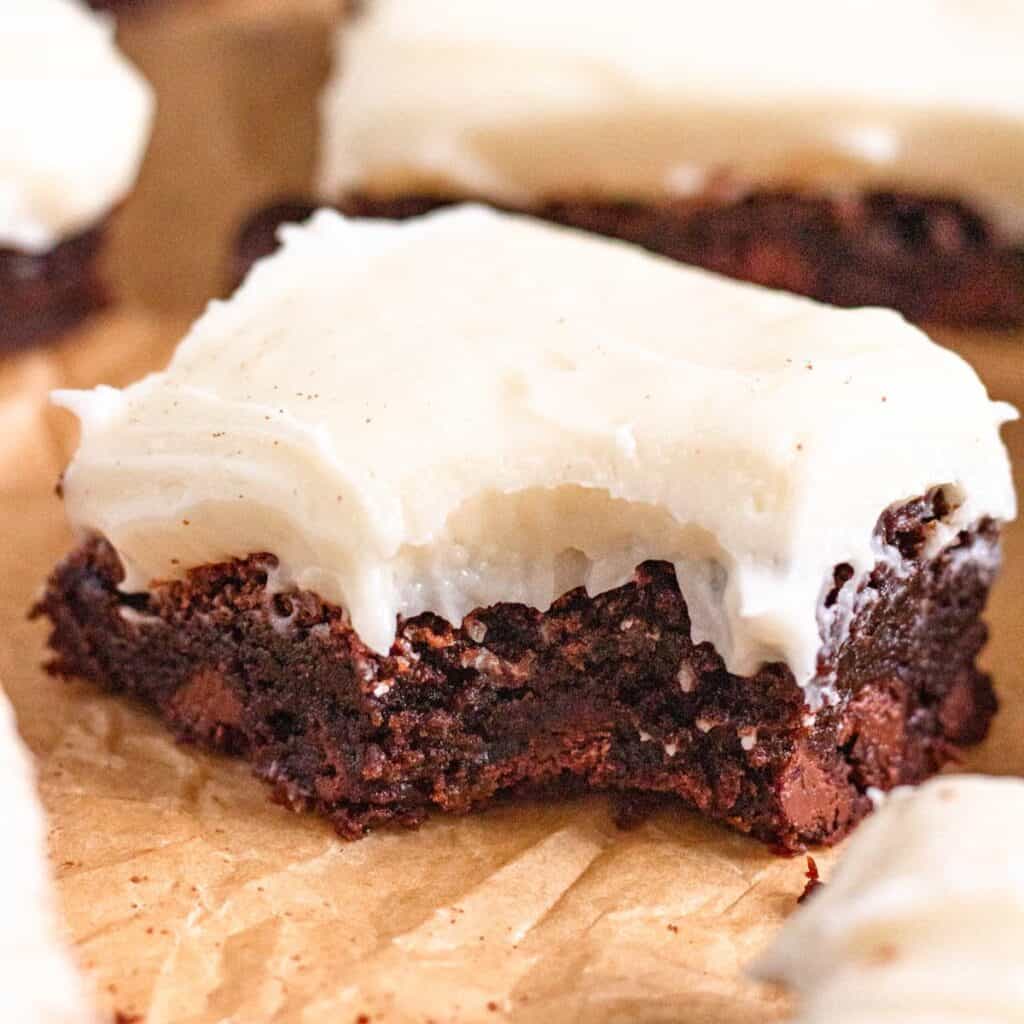 Brownies with Cream Cheese Frosting - An Easy Treat!- The Domestic Spoon