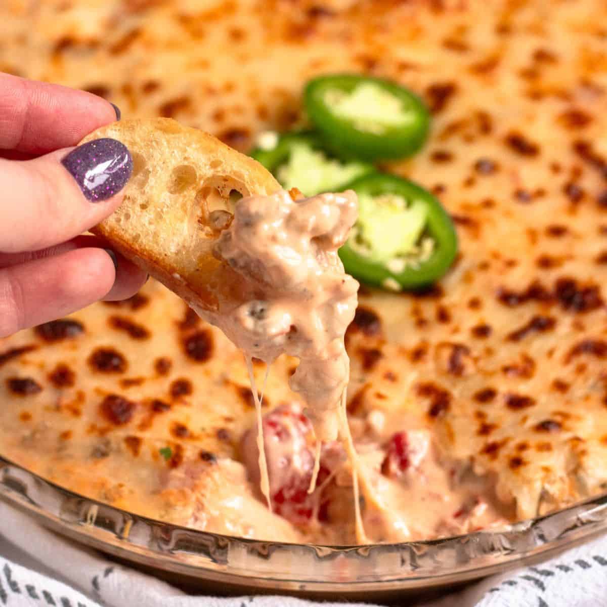 Sausage Cheese Dip - Creamy and So Cheesy! - The Domestic Spoon